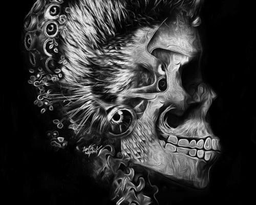 FACE OFF SKULL-A-DAY via @pristinaorg